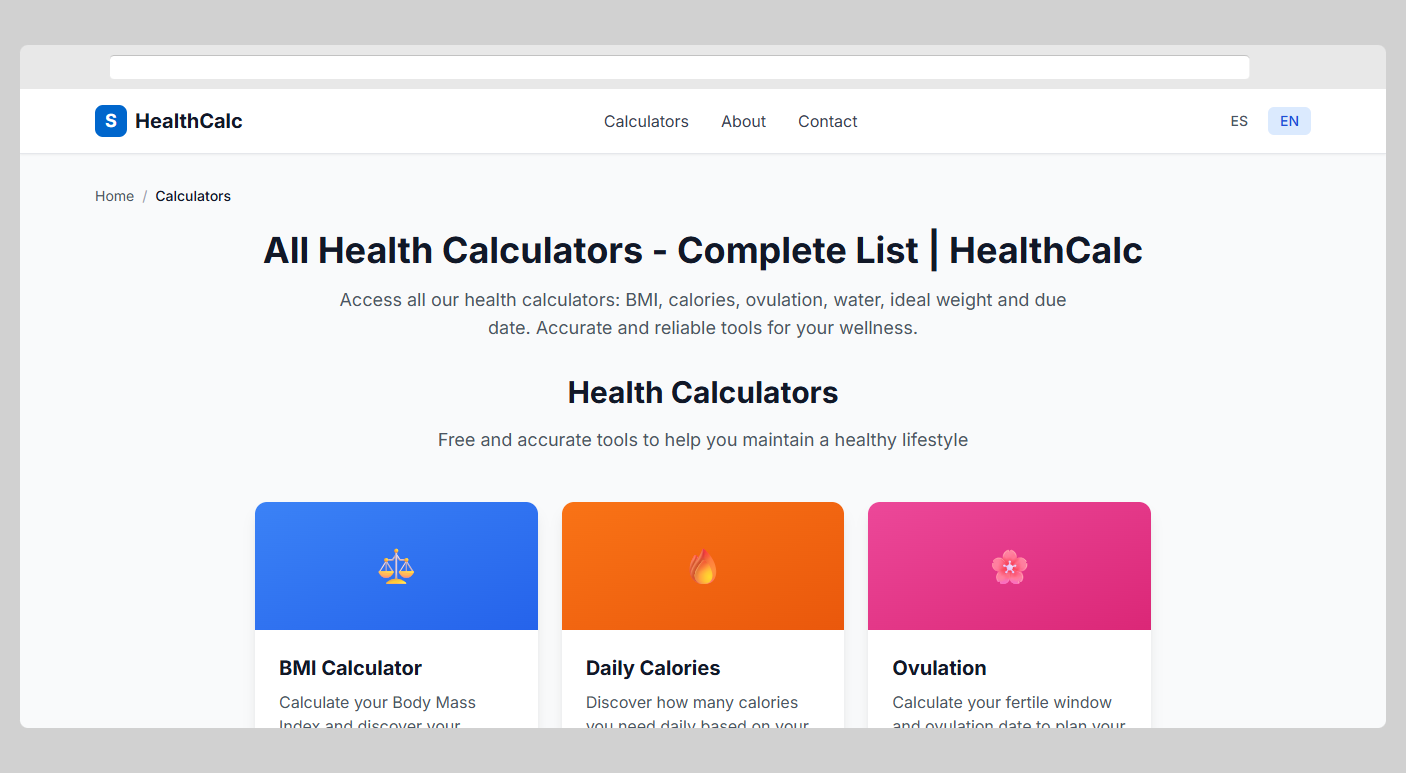 All Health Calculators - Complete List | HealthCalc