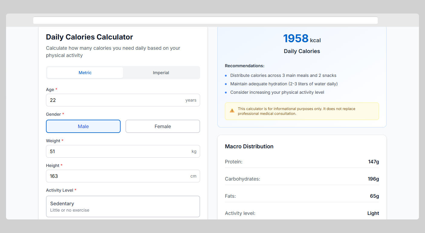 Daily Calories Calculator - TDEE & Macros | HealthCalc