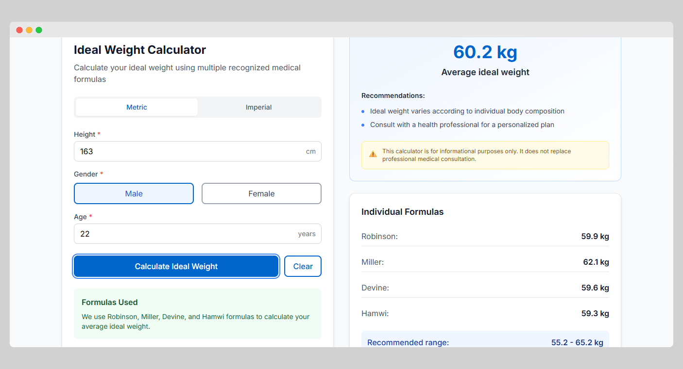 Ideal Weight Calculator - Calculate Healthy Weight by Height | HealthCalc