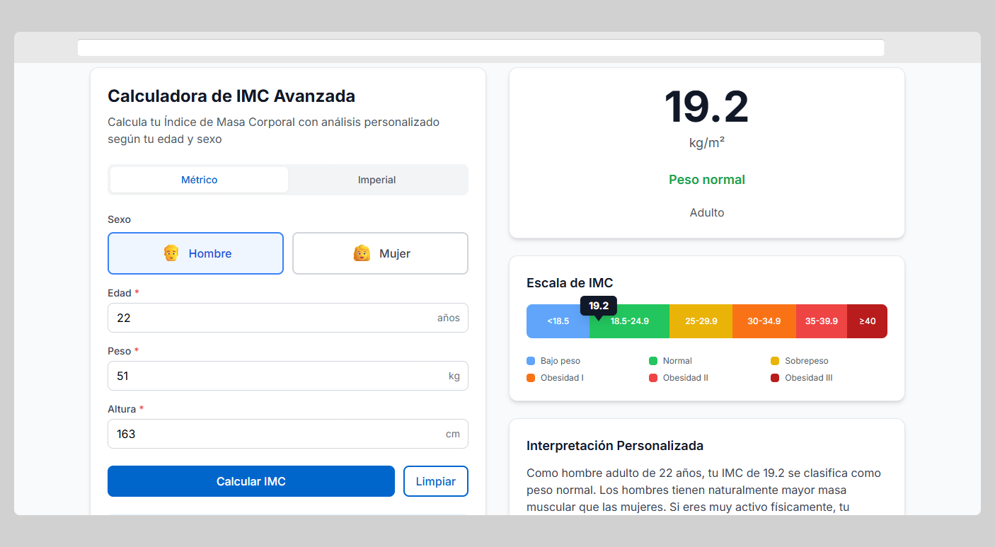 Calculadora IMC con Edad y Sexo - Gratis y Precisa | SaludCalc
